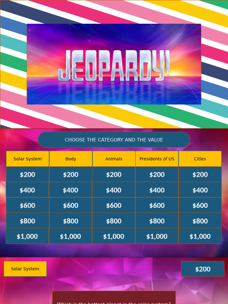 Jeopardy Superlatives Fun Activities Games Games 143104 | PDF | Solar ...