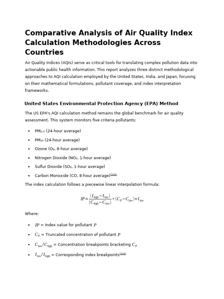 Comparative Analysis of Air Quality Index Calculat | PDF ...