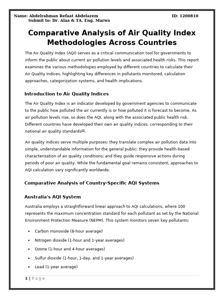 Comparative Analysis of Air Quality Index Methodol | PDF | Pollution ...