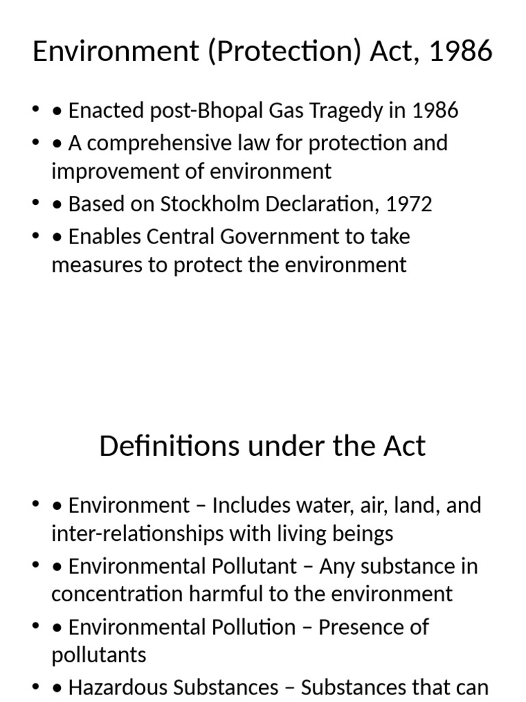 Environment Protection Act Overview | PDF | Waste | Waste Management
