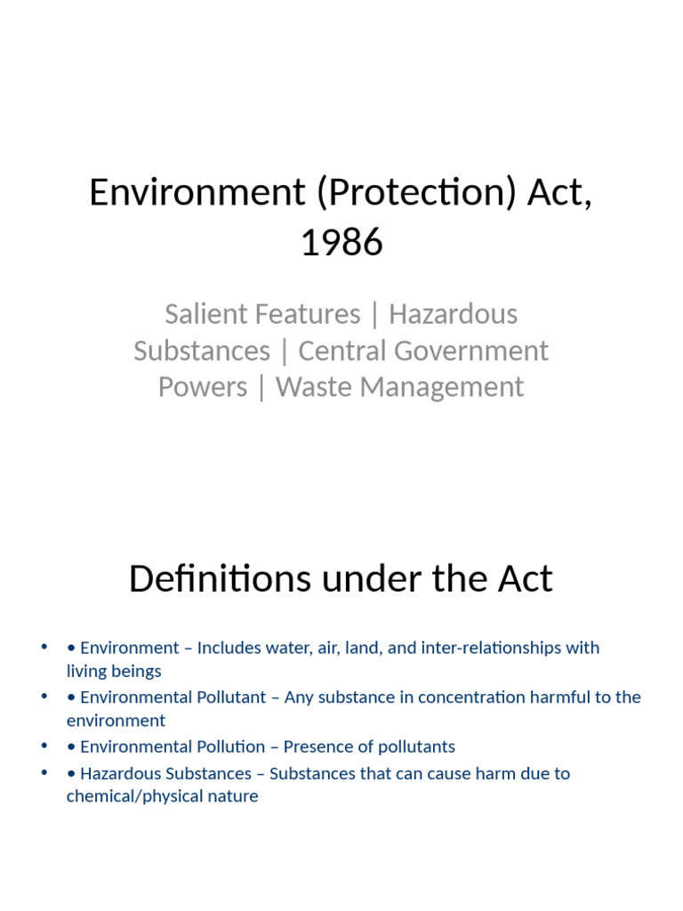 Environment Protection Act Overview | PDF | Waste | Waste Management