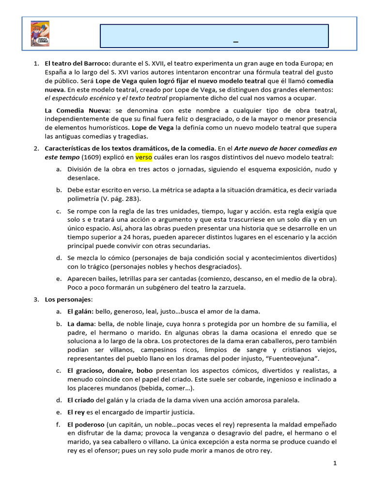 1º Bach. El T. Barroco. II T. 14. 24-25 | PDF | Teatro | Comedia