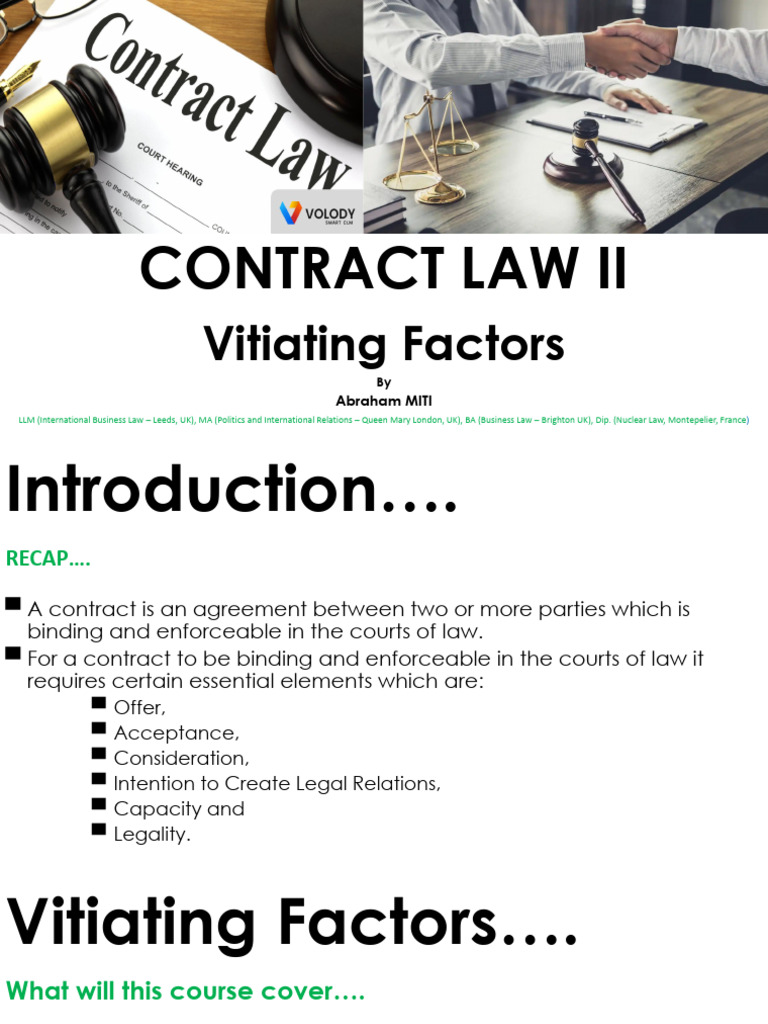 Contract Law: Vitiating Factors Explained | PDF | Misrepresentation ...