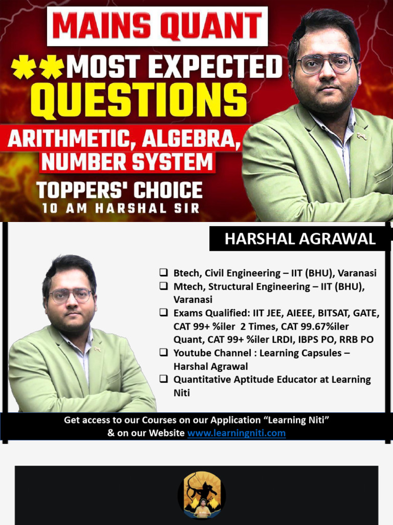 LC MAINS ARITHMETIC 12.4.24, Harshal Sir Learning Capsules | PDF