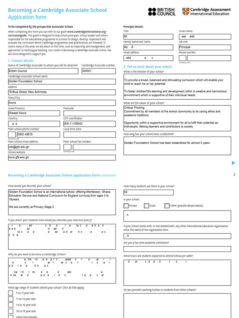 GFS Application to Become Cambridge Associate | PDF | Teachers | Curriculum