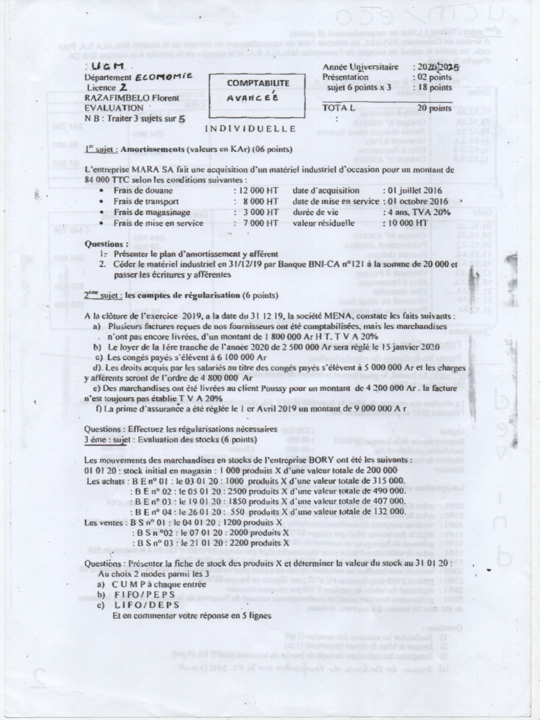 Devoir Indiv 1 Compta Avancée | PDF