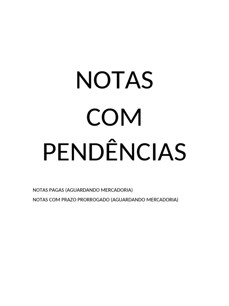 Notas Com Pendencias | PDF