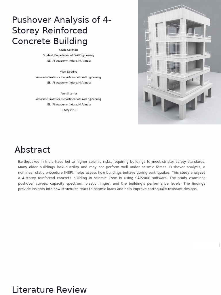 2 Pushover Analysis Of 4 Storey Reinforced Concrete Building Pdf Earthquake Engineering