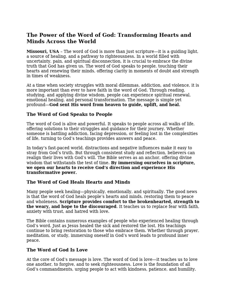 Word of God (Version 2) - 1 | PDF | Love | Bible
