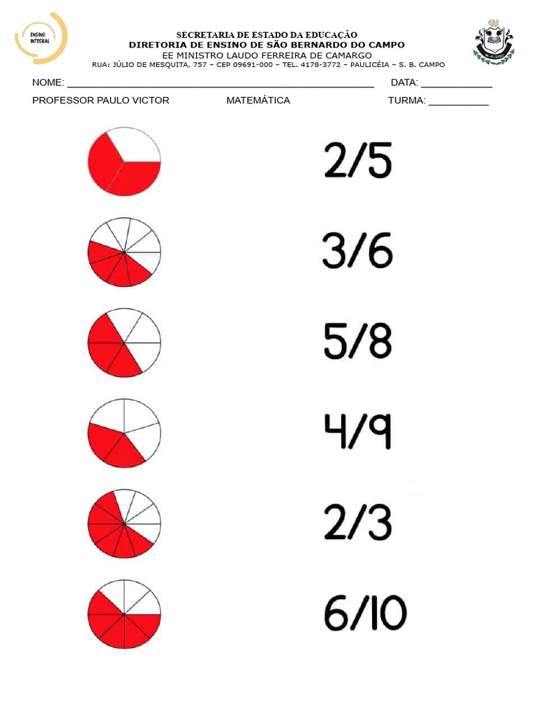 Atividades Adaptadas Fração | PDF | Matemática | Divisão (Matemática)