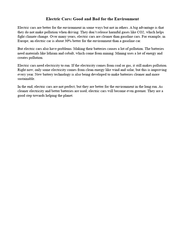 Environmental Impact of Electric Cars | PDF