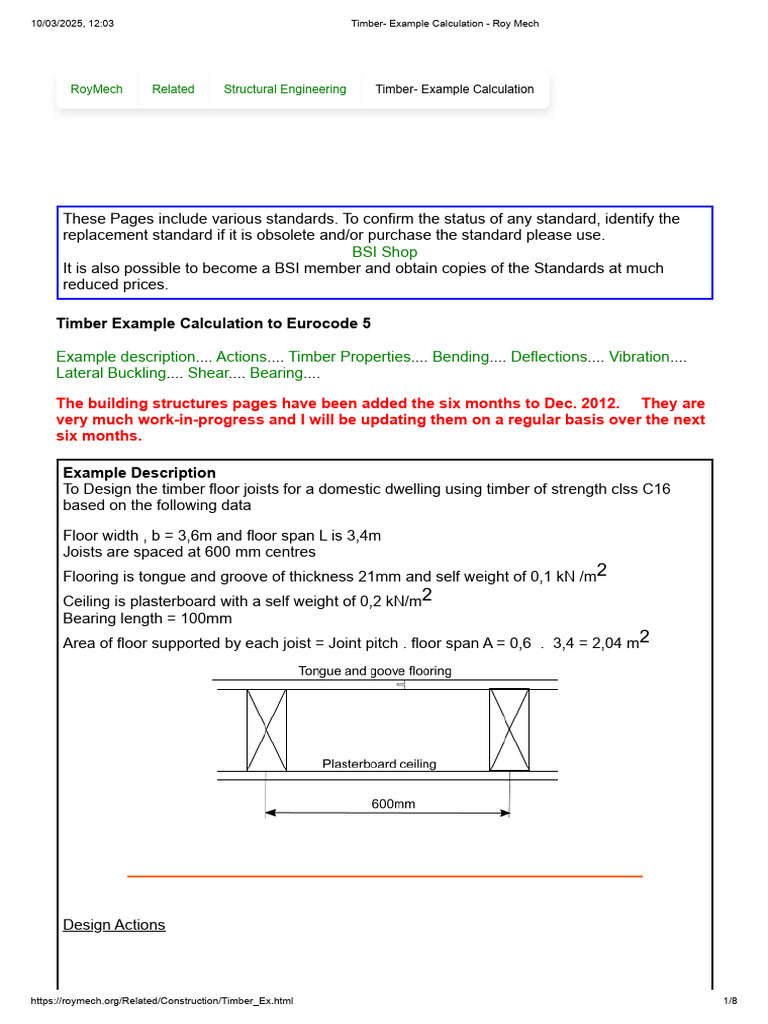 Timber- Example Calculation - Roy Mech | PDF | Bending | Building ...