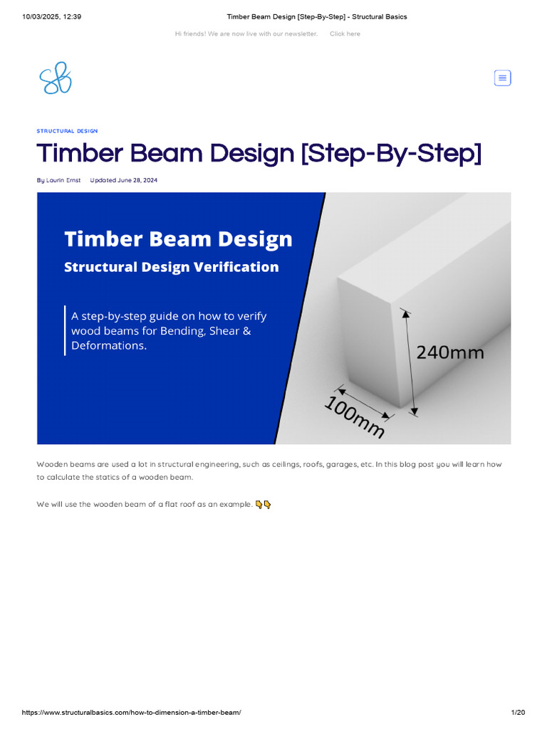 Timber Beam Design (Step-By-Step) - Structural Basics | PDF | Bending ...