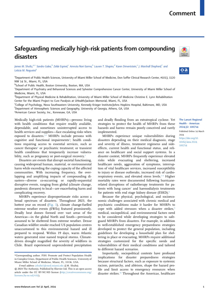 Safeguarding High-Risk Patients in Disasters | PDF | Stress (Biology ...