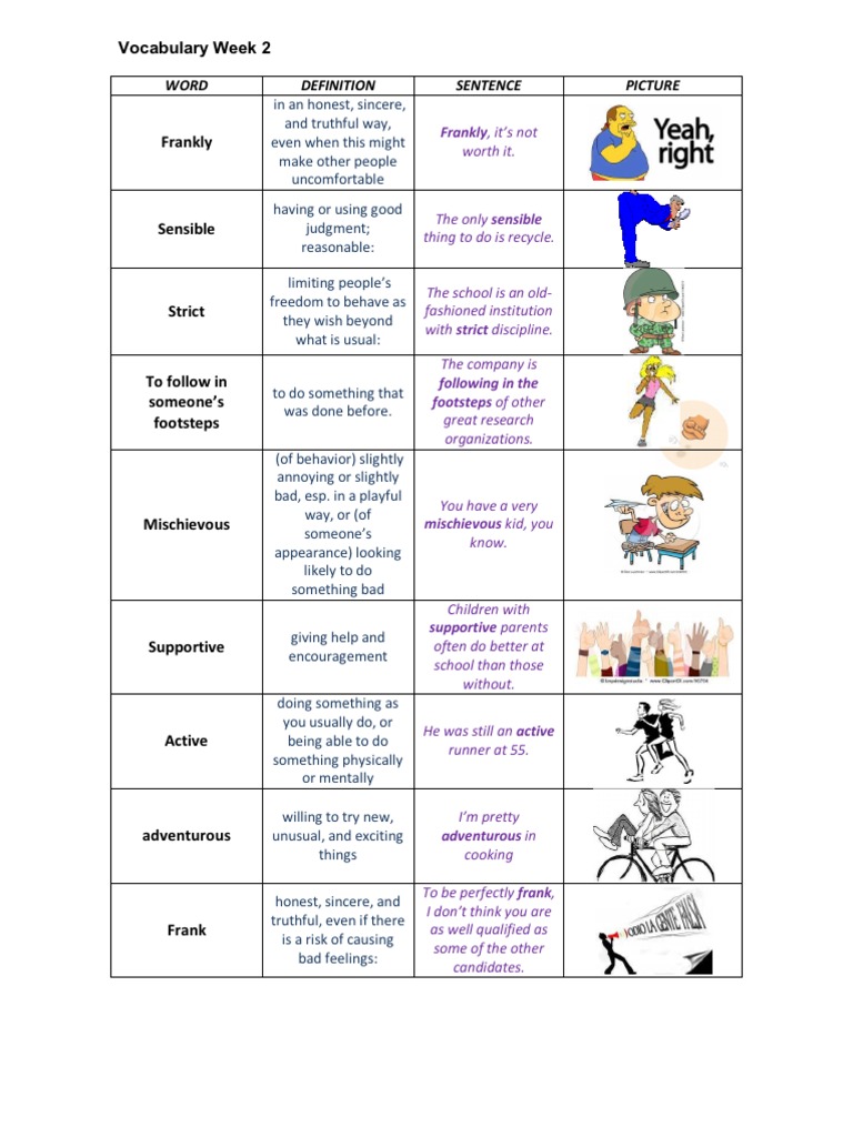 Vocabulary Week 2 | PDF | Vocabulary | Cognition
