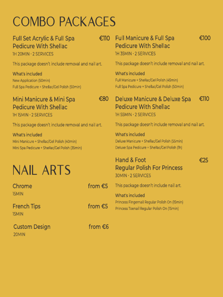 Dolce Nails & Spa Price List 148x148mm Page 2 | PDF
