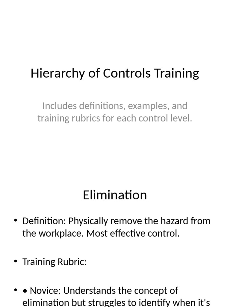 Hierarchy of Controls Training Guide | PDF