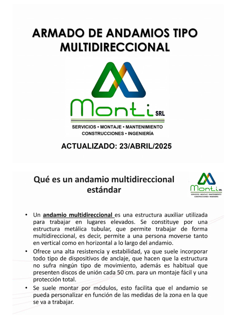 Armado de Andamios 2025 - Monti SRL - Bolivia | PDF