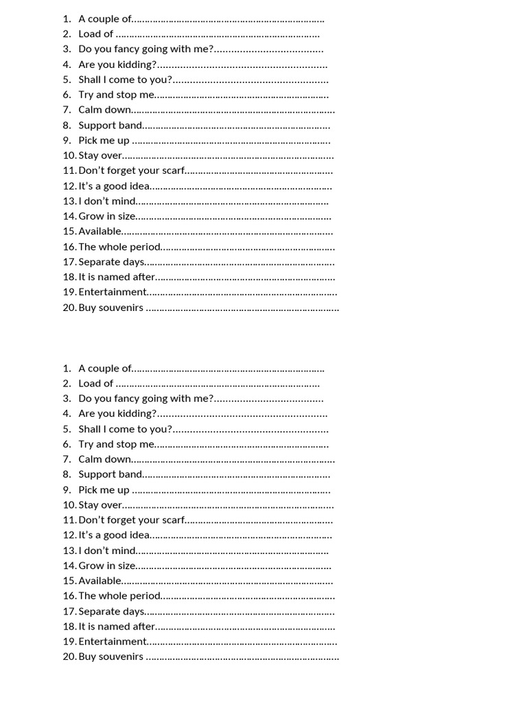 Eo3 U3 Extra Handout List | PDF