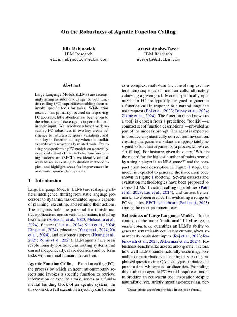 On The Robustness of Agentic Function Calling | PDF | Parameter ...