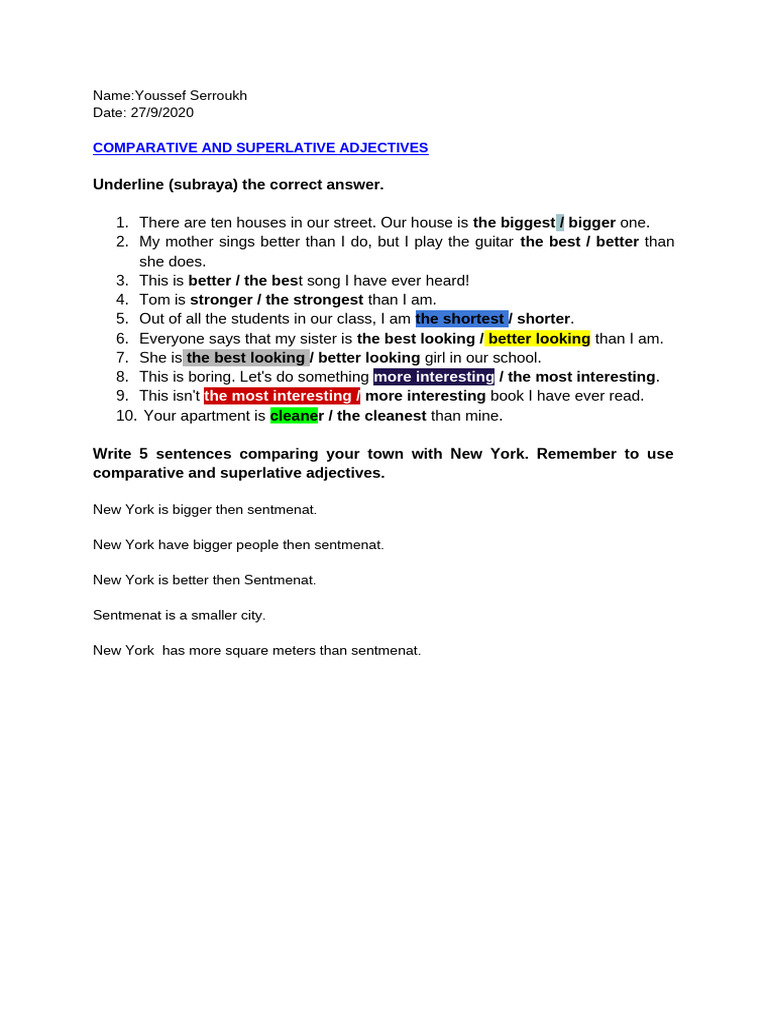 Comparative and Superlative Adjectives | PDF