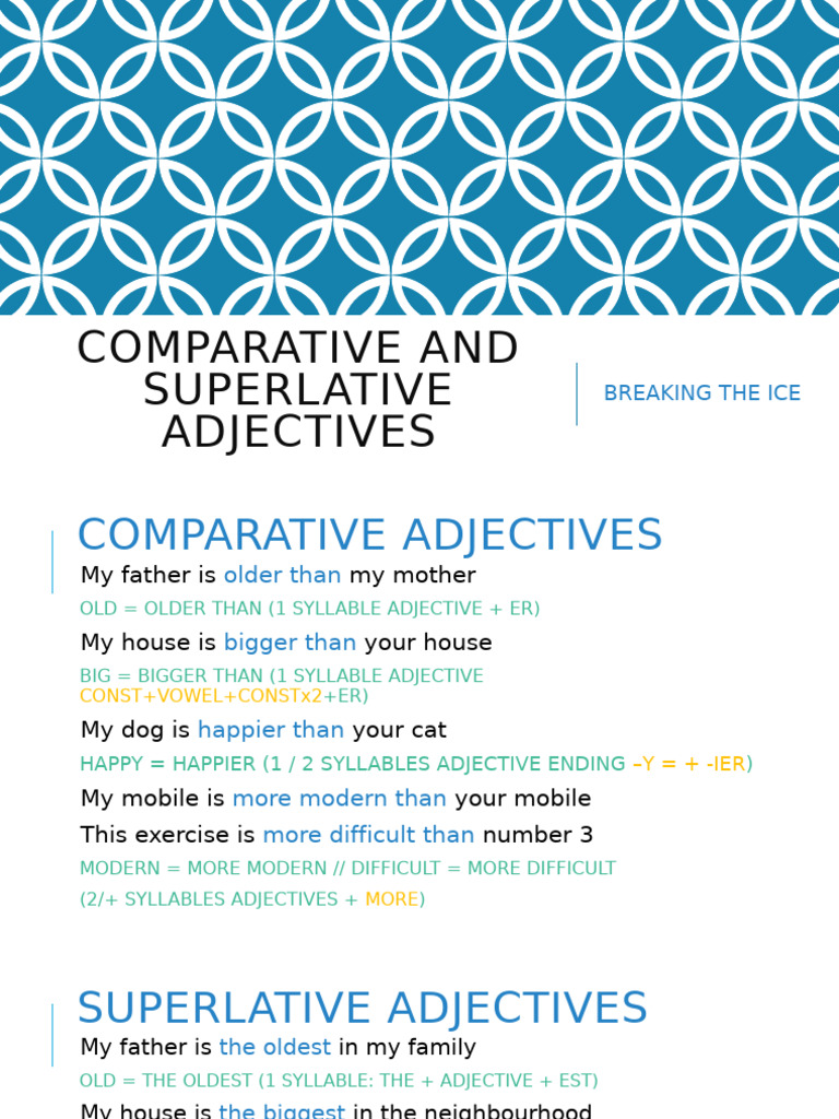 Comparative and Superlative Adjectives Guide | PDF