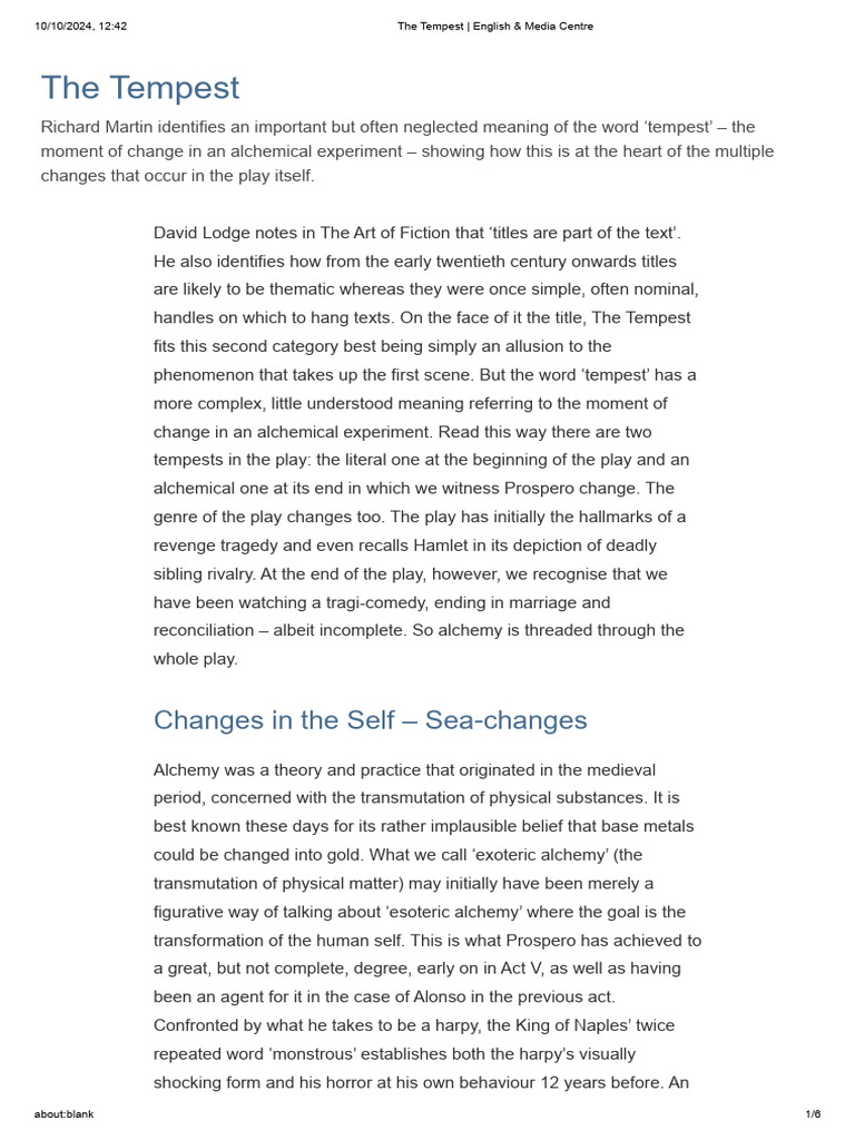 The Tempest _ English & Media Centre | PDF | The Tempest | Alchemy