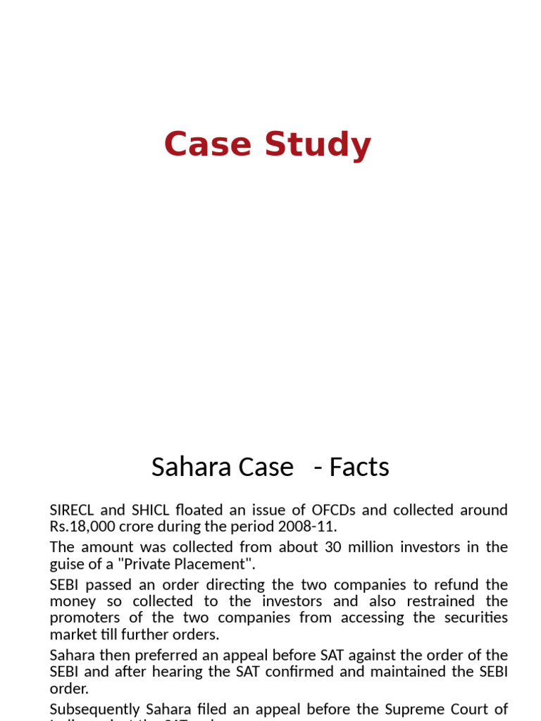 Sahara Case: SEBI's Jurisdiction Confirmed | PDF | Securities (Finance ...