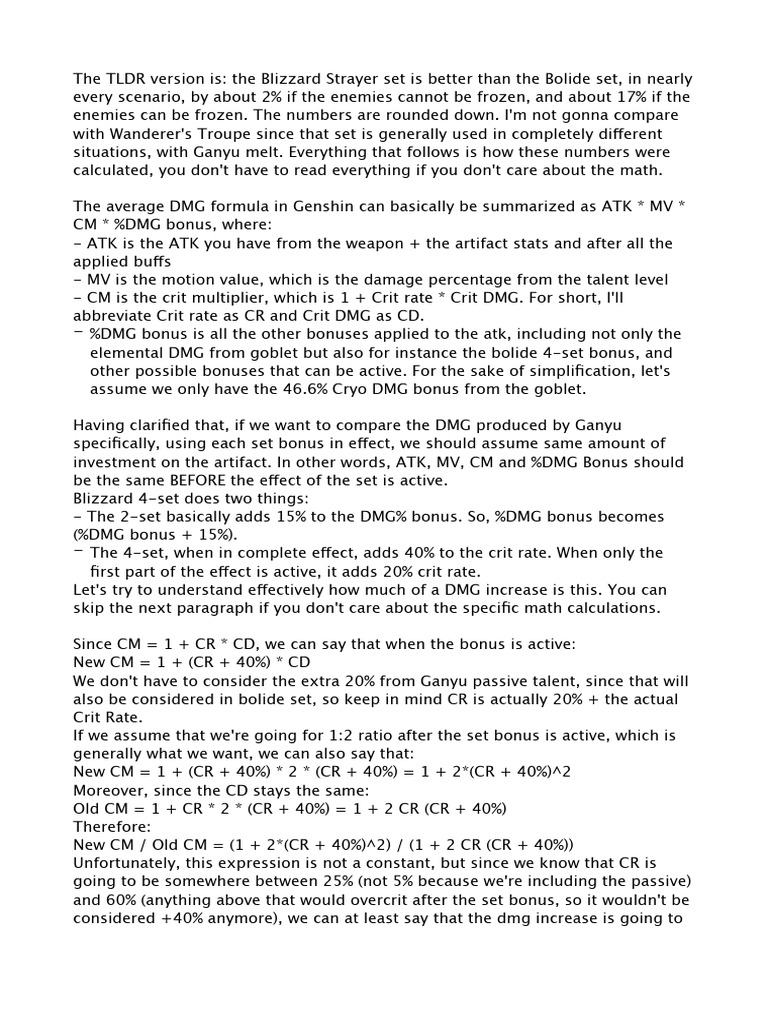 Blizzard Strayer Vs Retracing Bolide On Ganyu | PDF