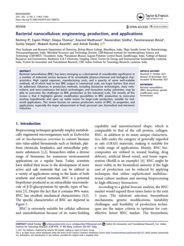 Advances in Bacterial Nanocellulose Production | PDF | Gene | Plasmid