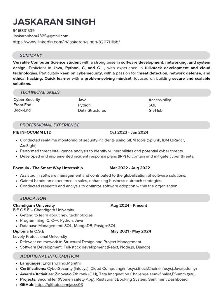 Jaskaran's Resume | PDF