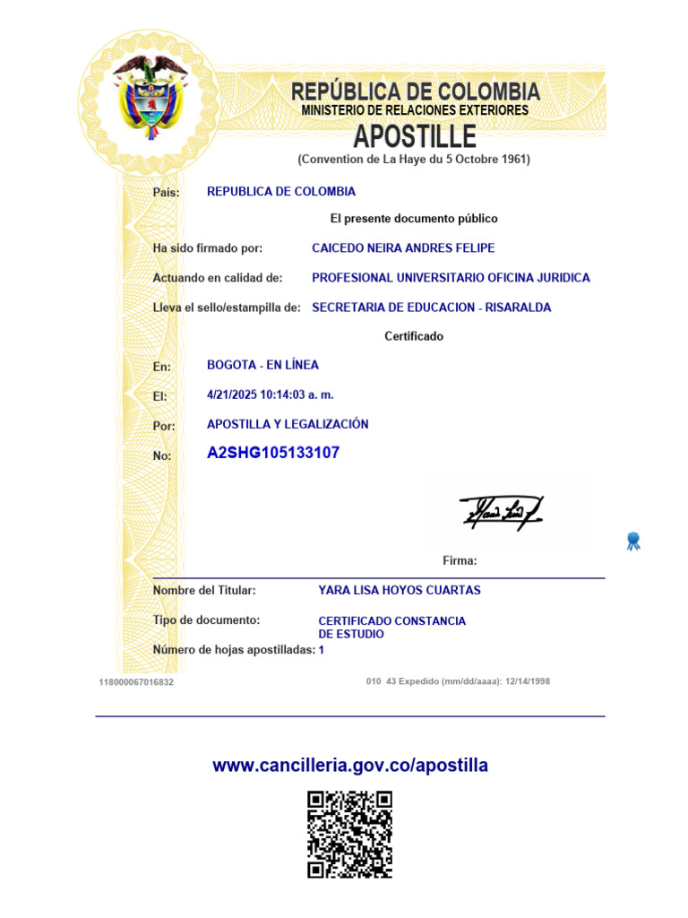 Apostilla de Documentos en Colombia | PDF