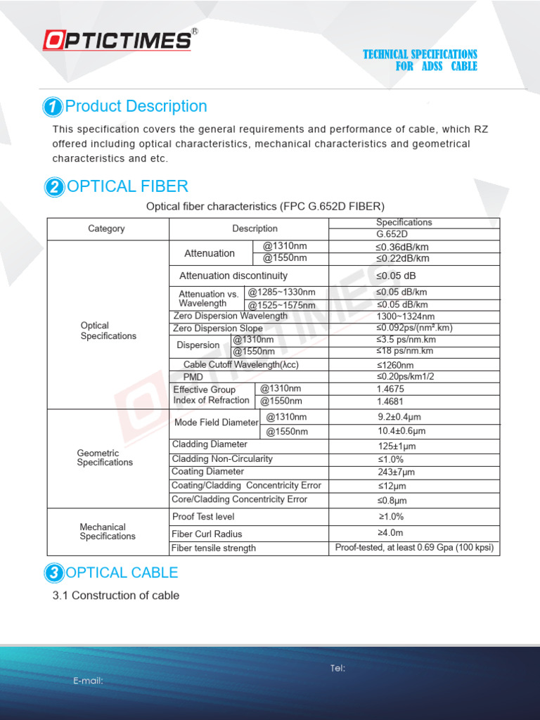 46, 47. ADSS Double Jacket Span 200m | PDF | Optical Fiber | Physical ...