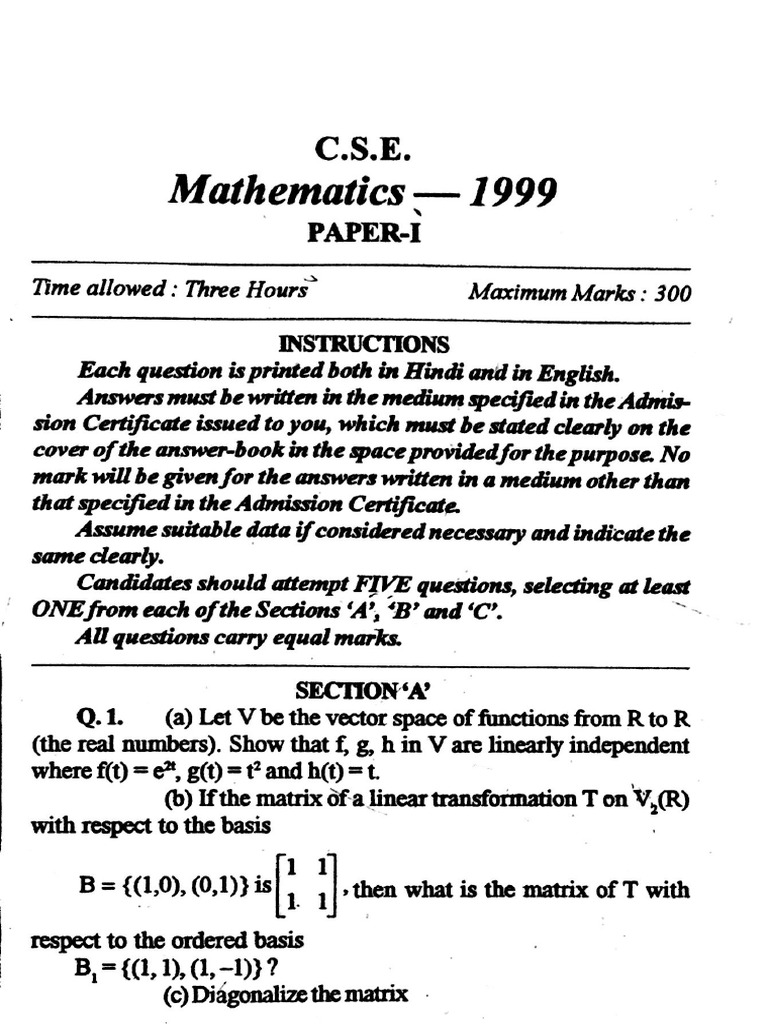 1999 Paper-1 | PDF