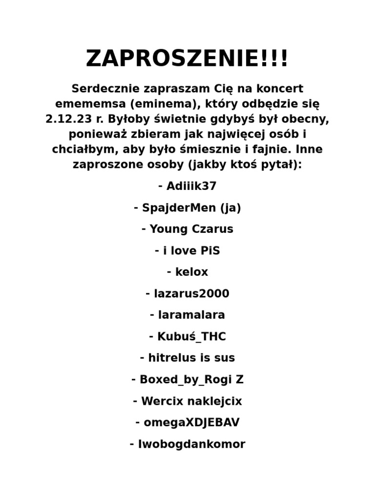 Za Prosze Nie | PDF