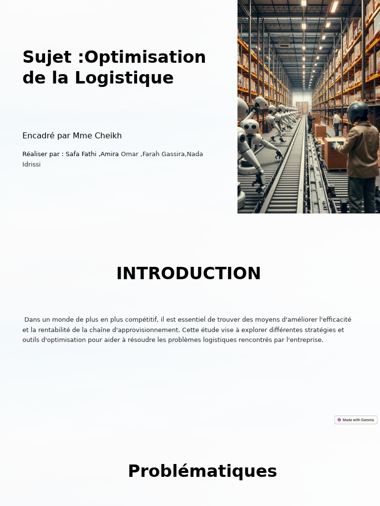 Optimisation de la Logistique Efficace | PDF | Logistique | Entrepôt