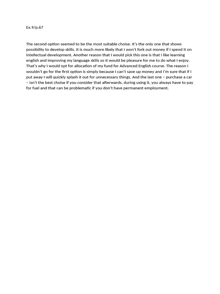 The Second Option Seemed To Be The Most Suitable Choise | PDF