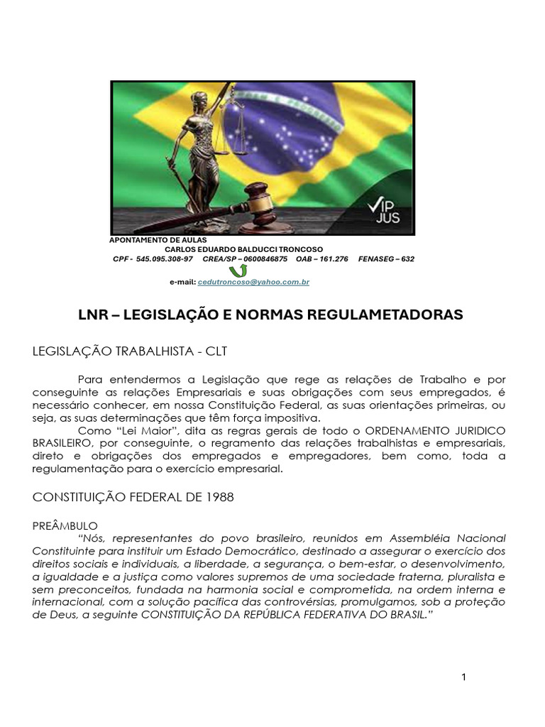Legislação Trabalhista e CLT no Brasil | PDF | Férias trabalhistas ...