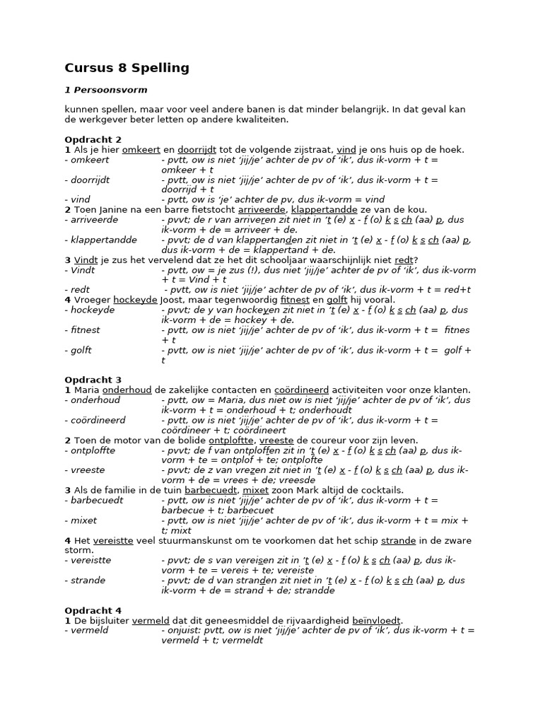 Cursus 8 Spelling | PDF
