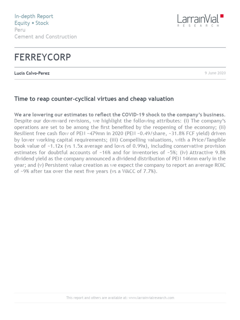 Ferreyros Larra Report 09 06 20 | PDF | Free Cash Flow | Valuation ...