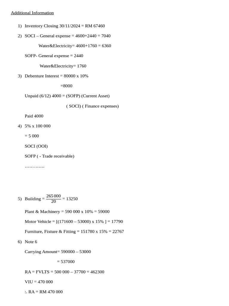 Additional Information (NOTE) PE FA4 | PDF | Expense | Depreciation