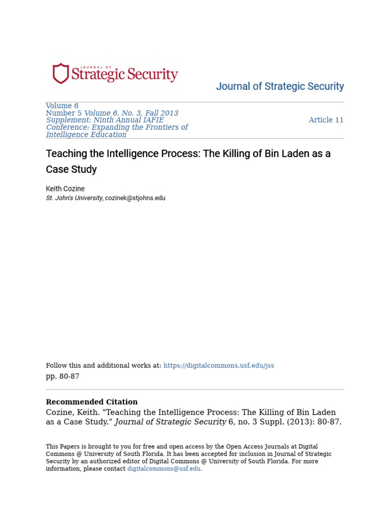 Teaching The Intelligence Process | PDF | Osama Bin Laden | Central Intelligence Agency