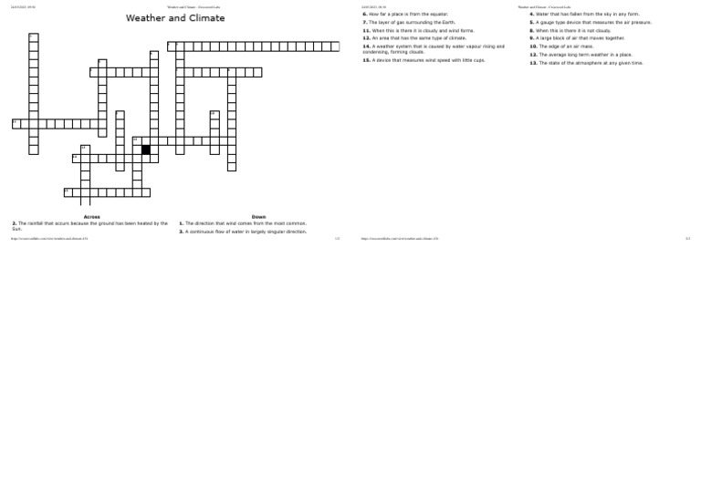 Weather and Climate - Crossword | PDF | Atmosphere Of Earth | Weather