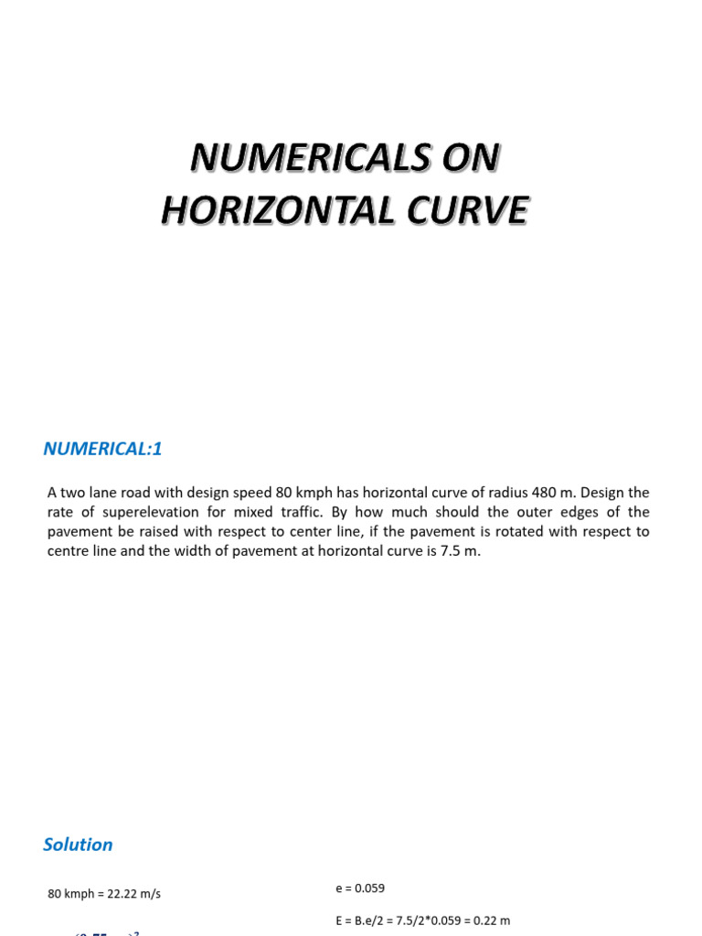 Superelevation and Curve Design Calculations | PDF | Lane | Land Transport