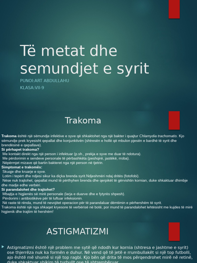 Të Metat Dhe Semundjet e Syrit | PDF
