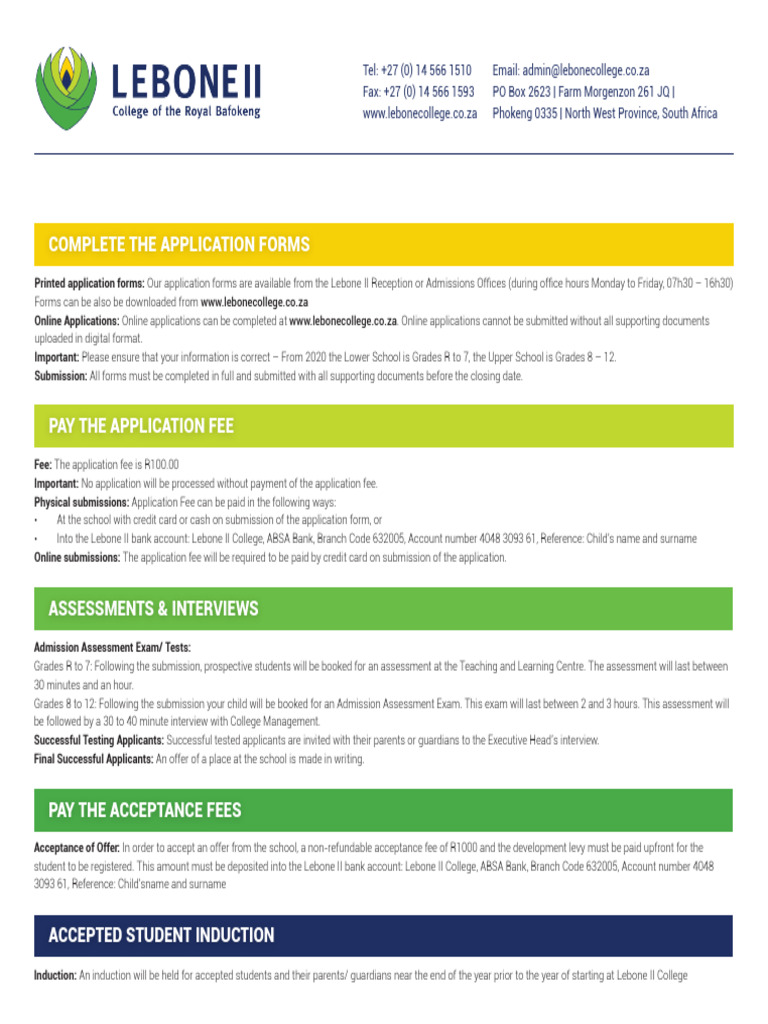 Lebone II College Admissions Guide | PDF | Money | Payments