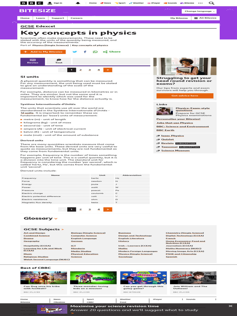 SI Units - Key Concepts in Physics - Edexcel - GCSE Physics (Single Science) Revision - Edexcel ...