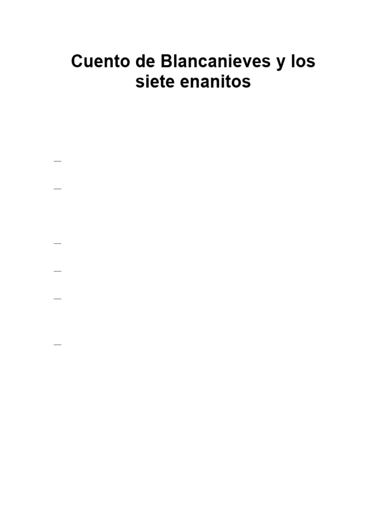 Cuento de Blancanieves y Los Siete Enanitos | PDF | Blanco como la nieve