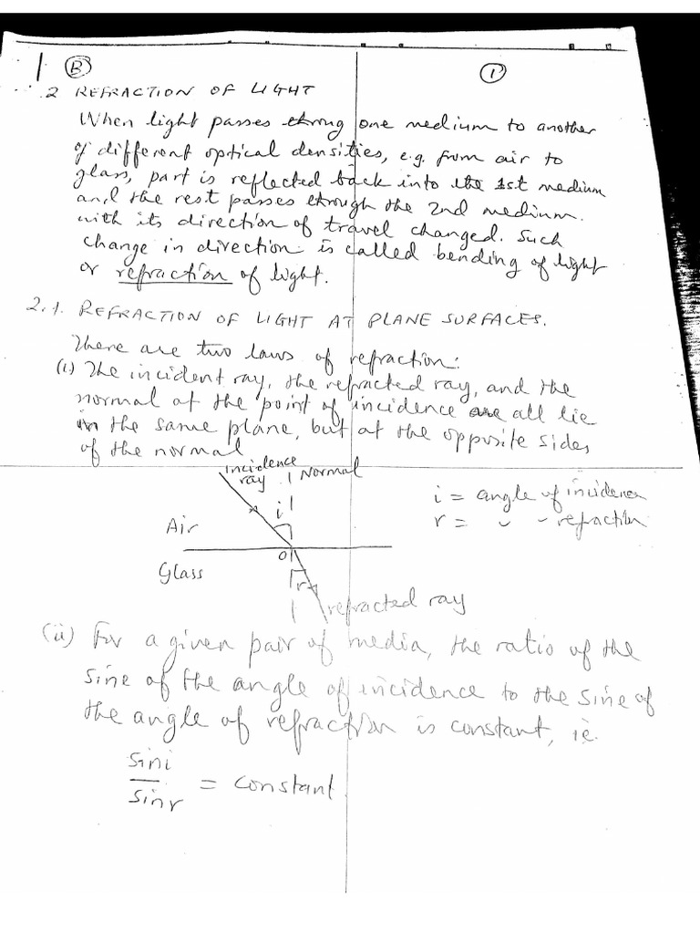 PHY102 - REFRACTION OF LIGHT | PDF