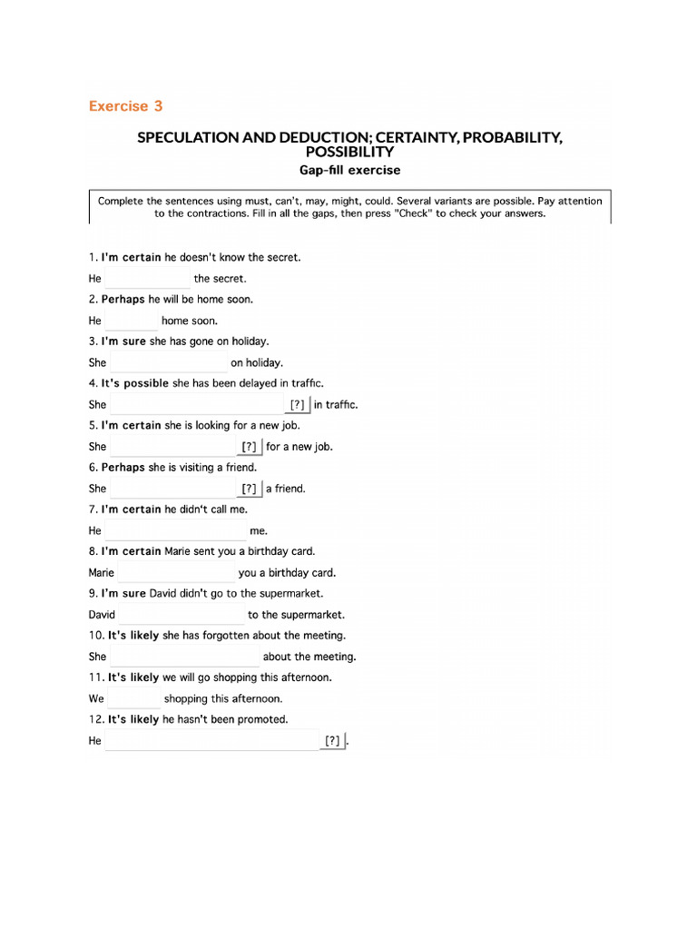 Modals of Speculation & Deduction | PDF